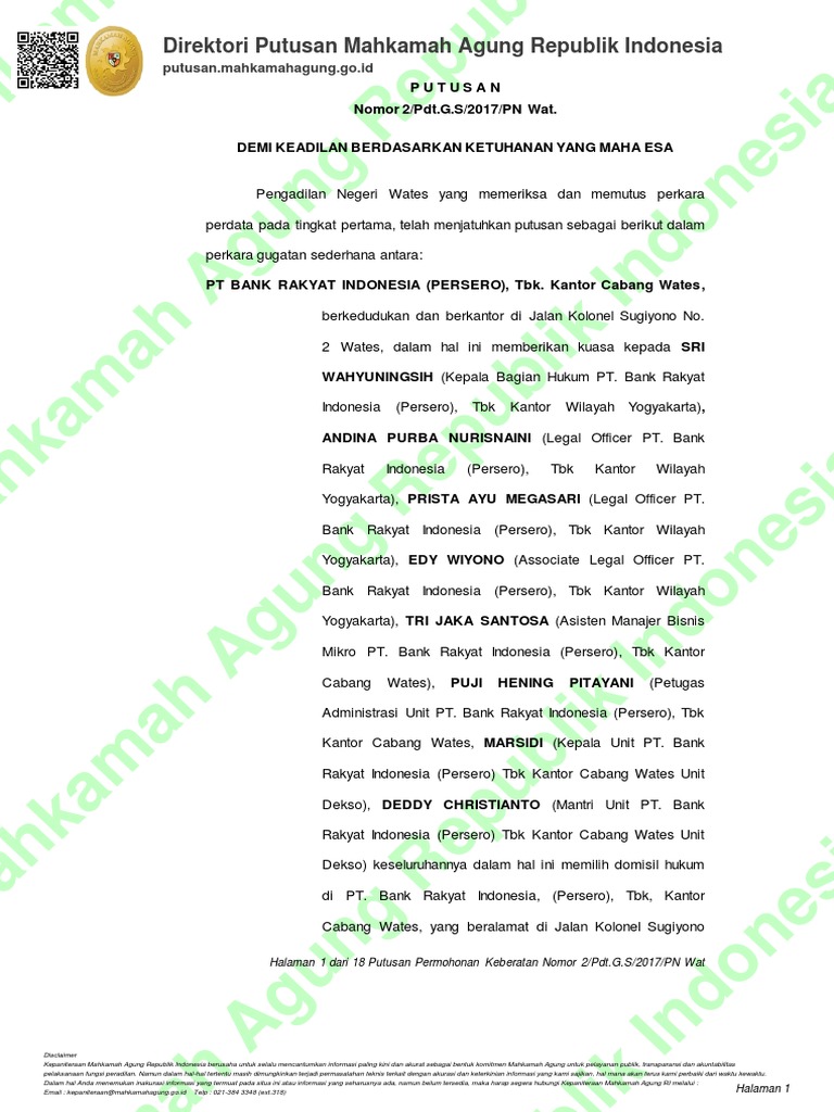 Putusan 2 Pdt.g.s 2017 PN Wat 20211227 | PDF