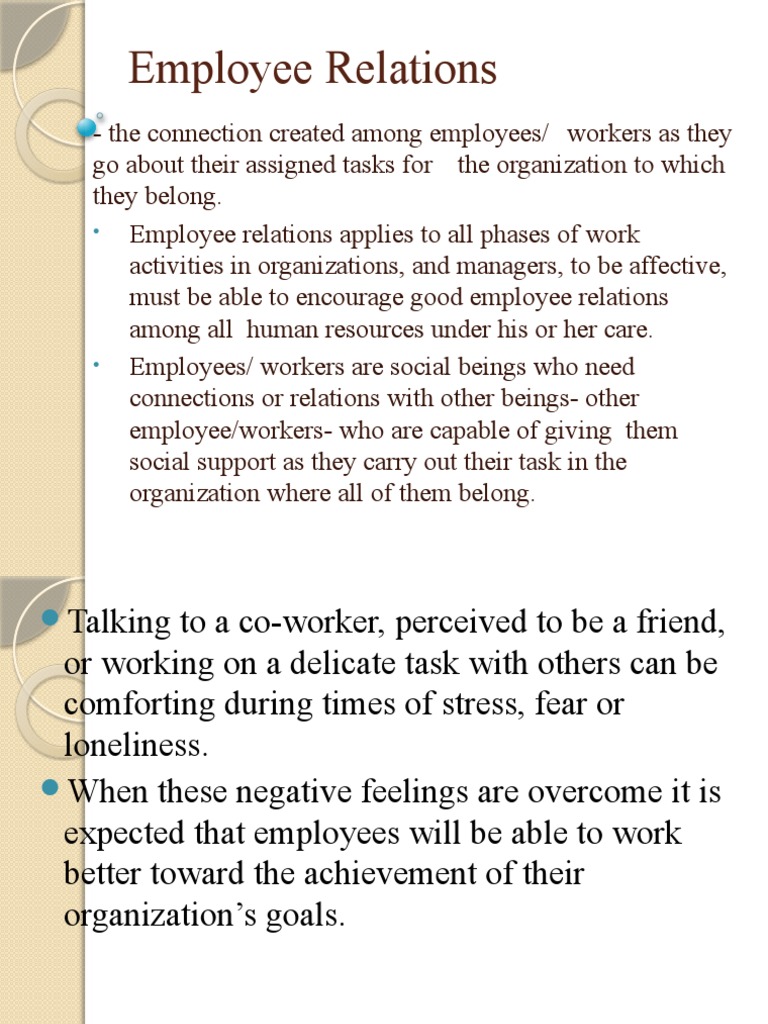 Employee Relations Pdf Employment Self Esteem