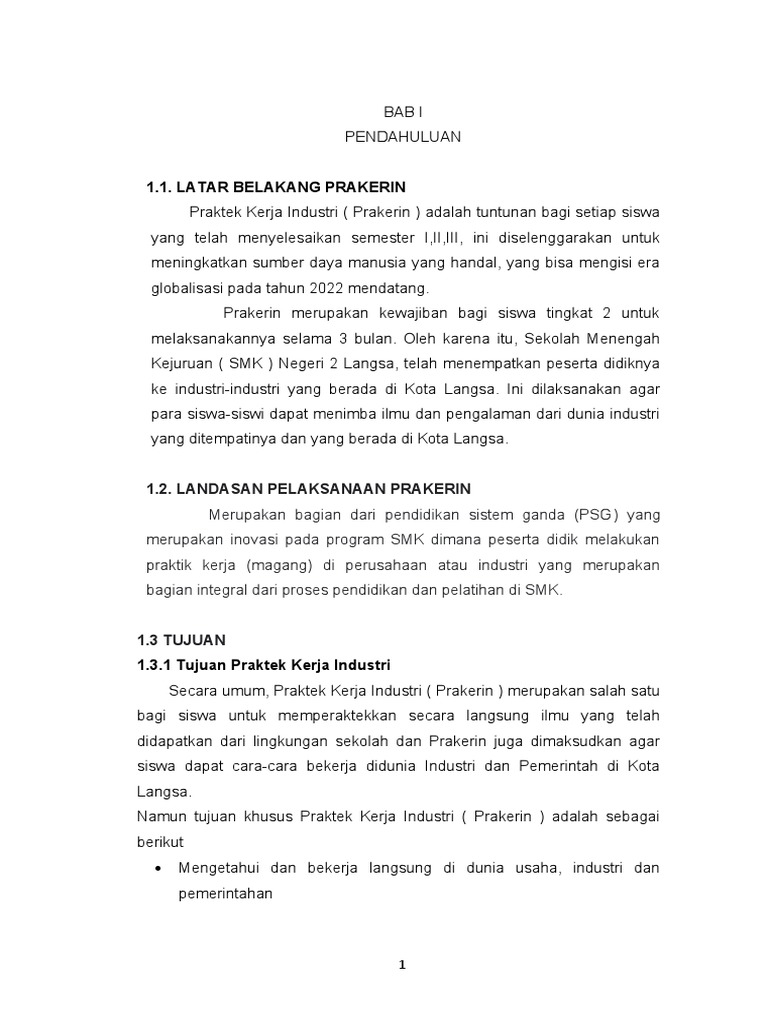 1.1. Latar Belakang Prakerin | PDF