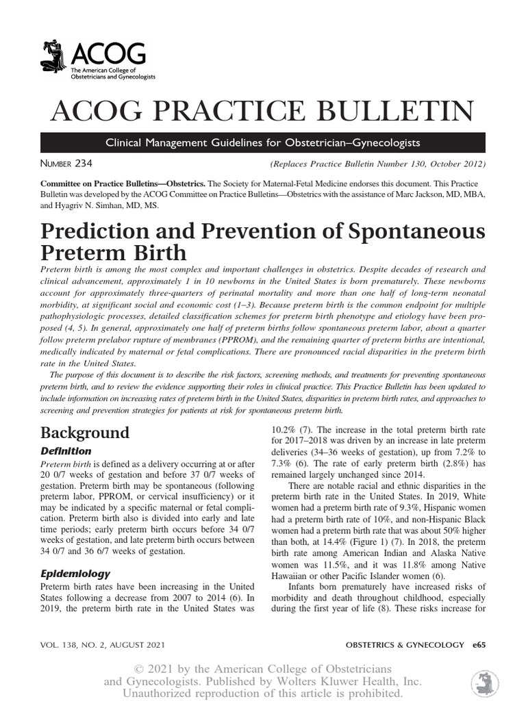 App 2021 Acog | PDF | Preterm Birth | Pregnancy