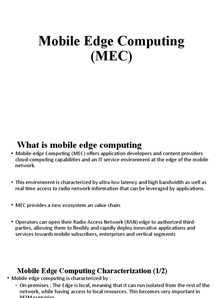 Mobile Edge Computing (MEC) | PDF | Computer Network | Virtualization