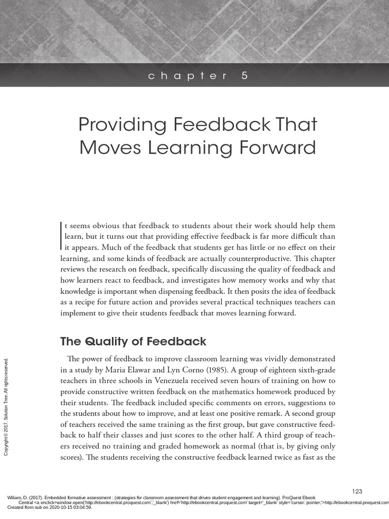 Wiliam (2018) - Chapter 5 (Providing Feedback That Moves Learning ...