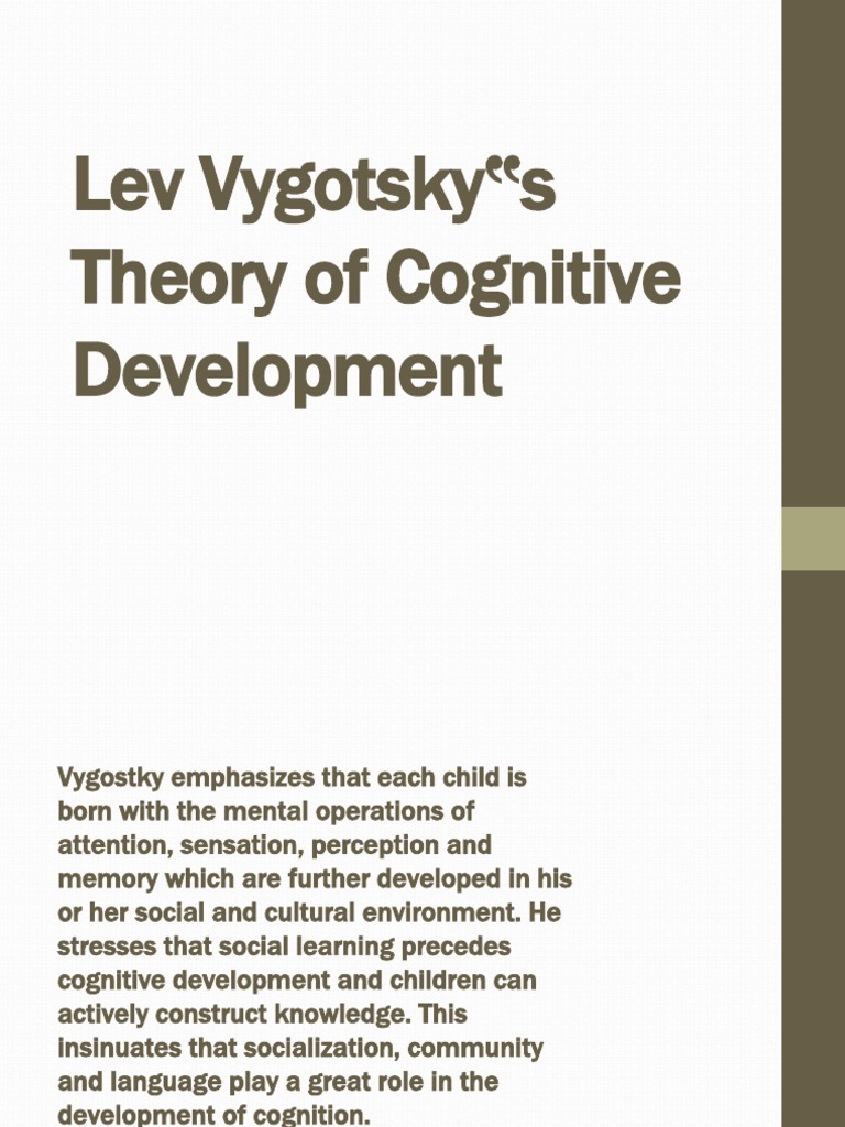 Lev Vygotsky's Theory of Cognitive Development: A Focus on the Role of ...