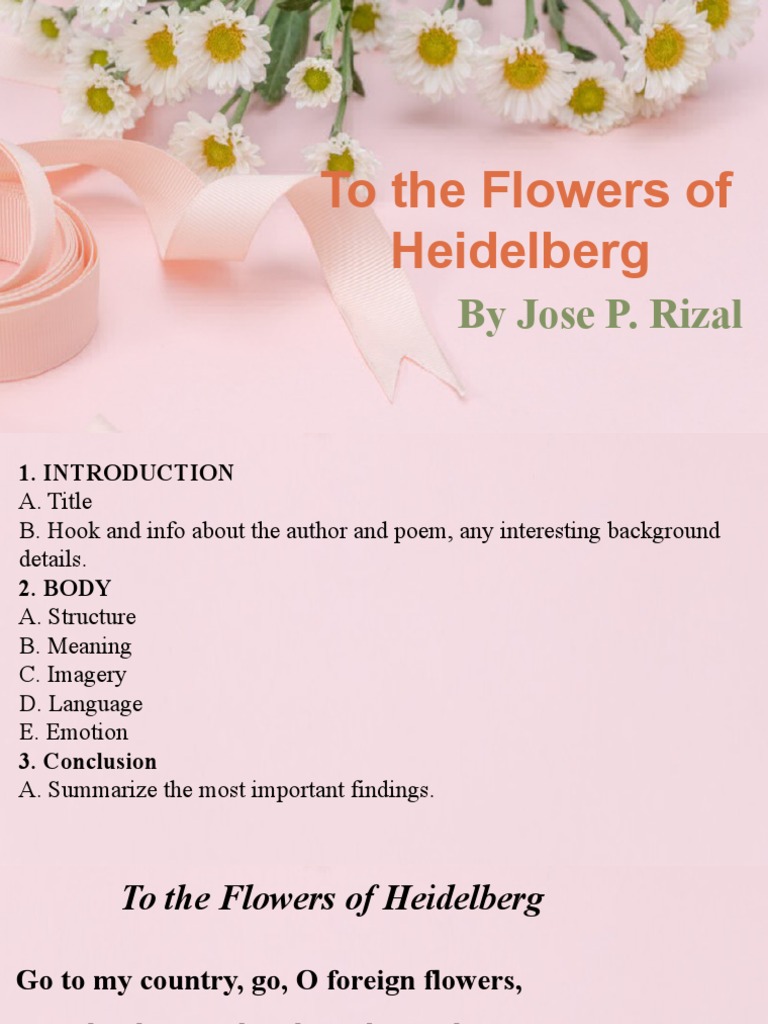 To The Flowers of Heidelberg: by Jose P. Rizal | PDF | Poetry
