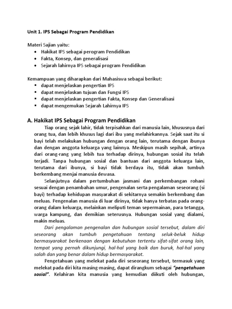 Hakikat IPS dalam Pendidikan Sosial | PDF | Ilmu Sosial