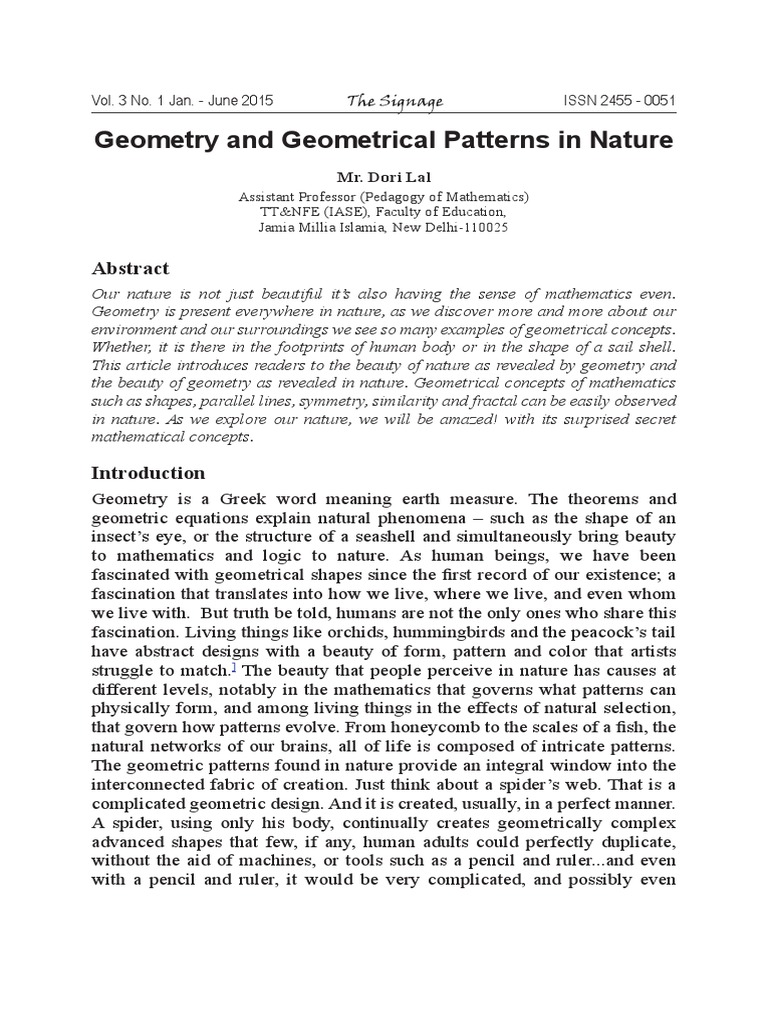 Geometry and Geometrical Patterns in Nature - 1 | PDF | Pattern | Shape