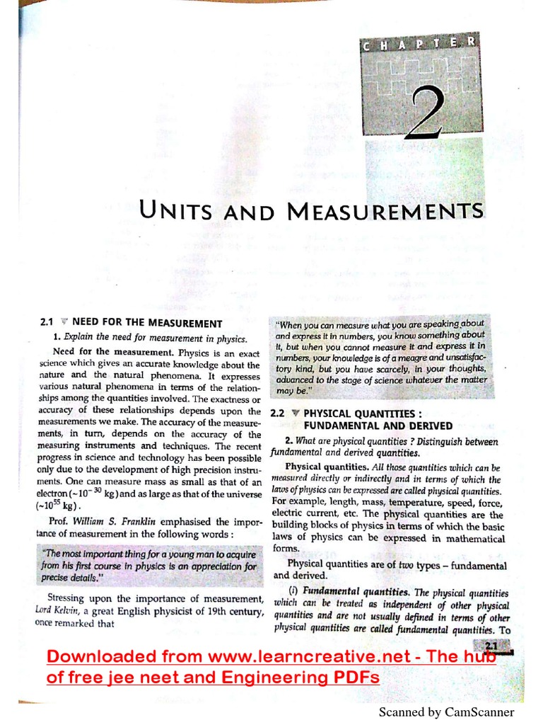 Chapter 2-Units and Measurements | PDF