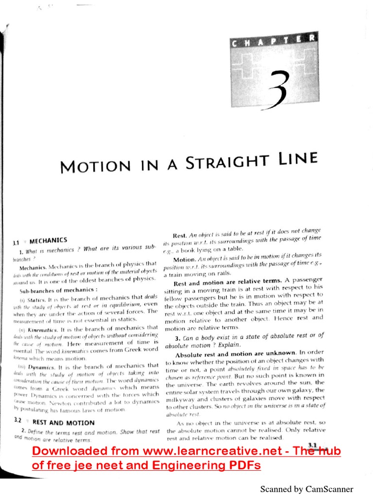 Chapter 3-Motion in A Straight Line | PDF