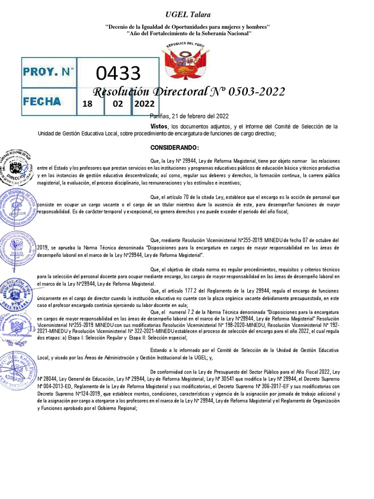 R.D 0503-2022.-Encargo CETPRO San Pablo 2022 | PDF | Maestros