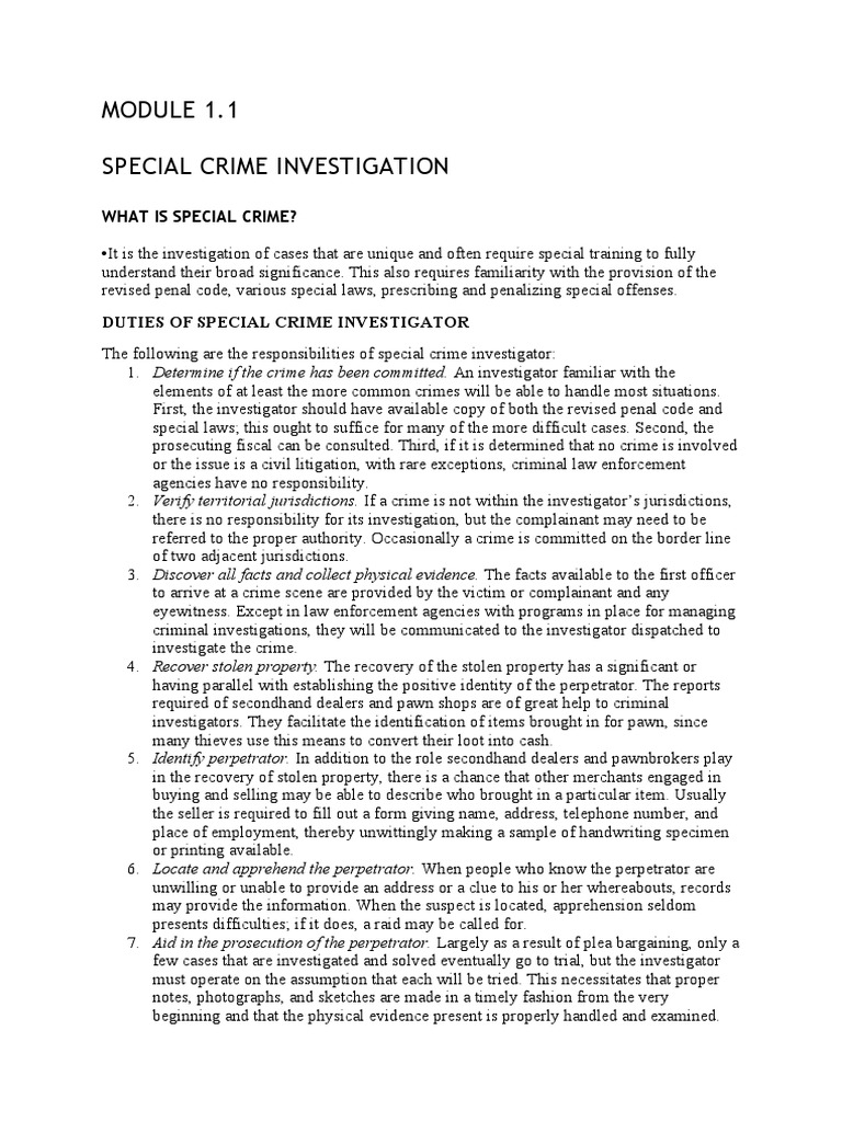 Cdi 2 Module 1.1 | PDF | Police | Criminal Law