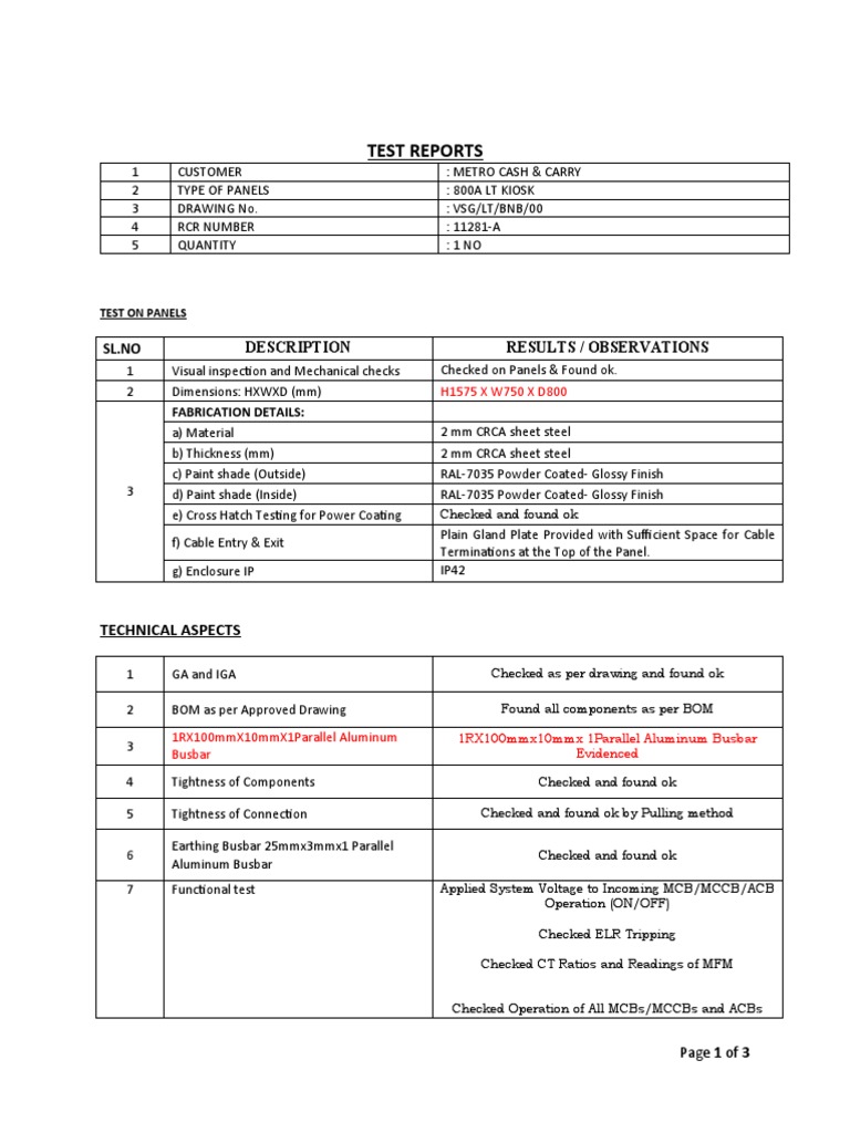 Test Reports: SL - No Description Results / Observations | Download ...
