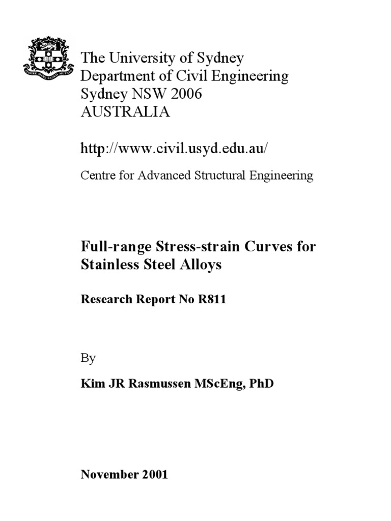 Full-Range Stress-Strain Curves For Stainless Steel Alloys | PDF ...