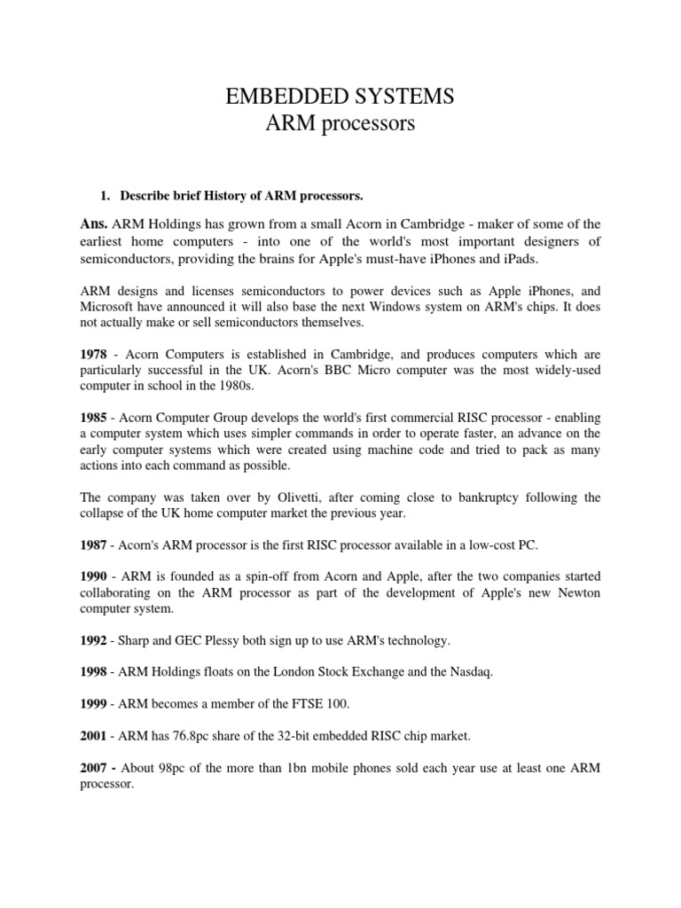 Notes 1 | Download Free PDF | Arm Architecture | Embedded System