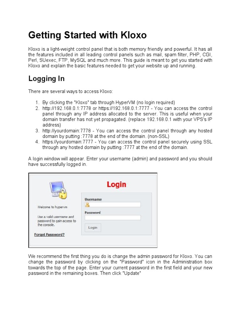 Getting Started With Kloxo: Logging in | PDF | File Transfer Protocol ...