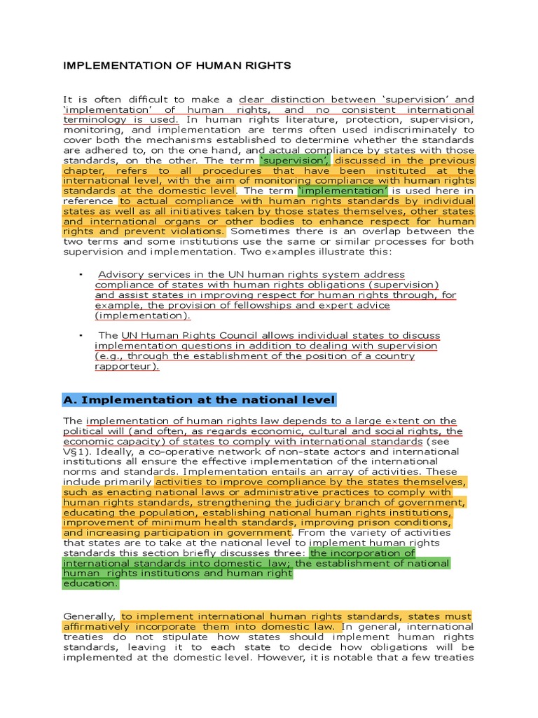 Implementation of Human Rights | Download Free PDF | Human Rights | Treaty