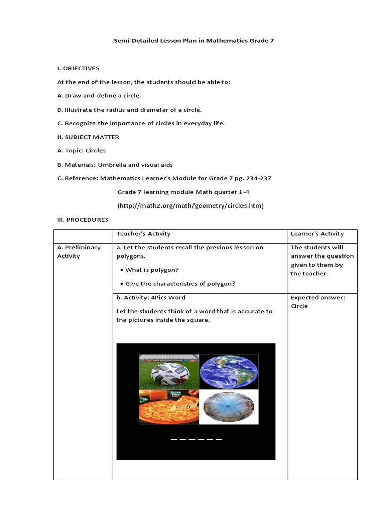 Semi-Detailed Lesson Plan in Mathematics 7-Debilyn Otilla | PDF ...