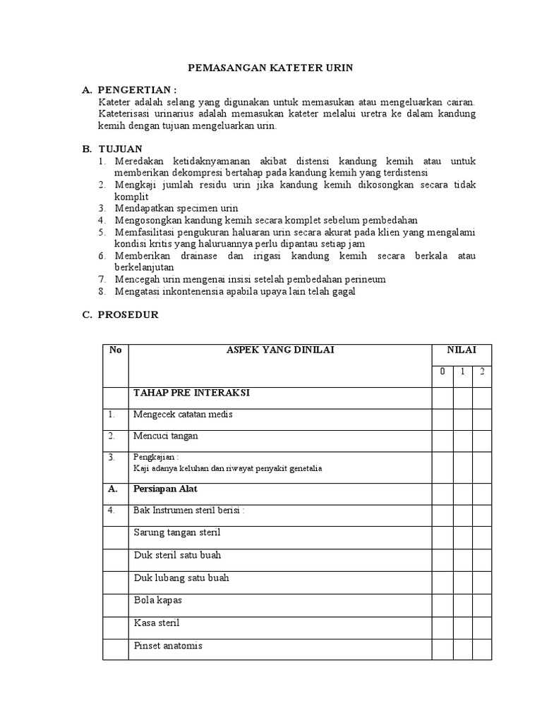 Panduan Pemasangan Kateter Urin | PDF