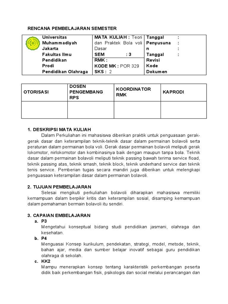 Rencana Pembelajaran Bola Voli II | PDF