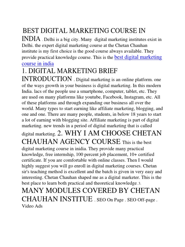 Digital Marketing Course | PDF | Digital Marketing | Educational Technology