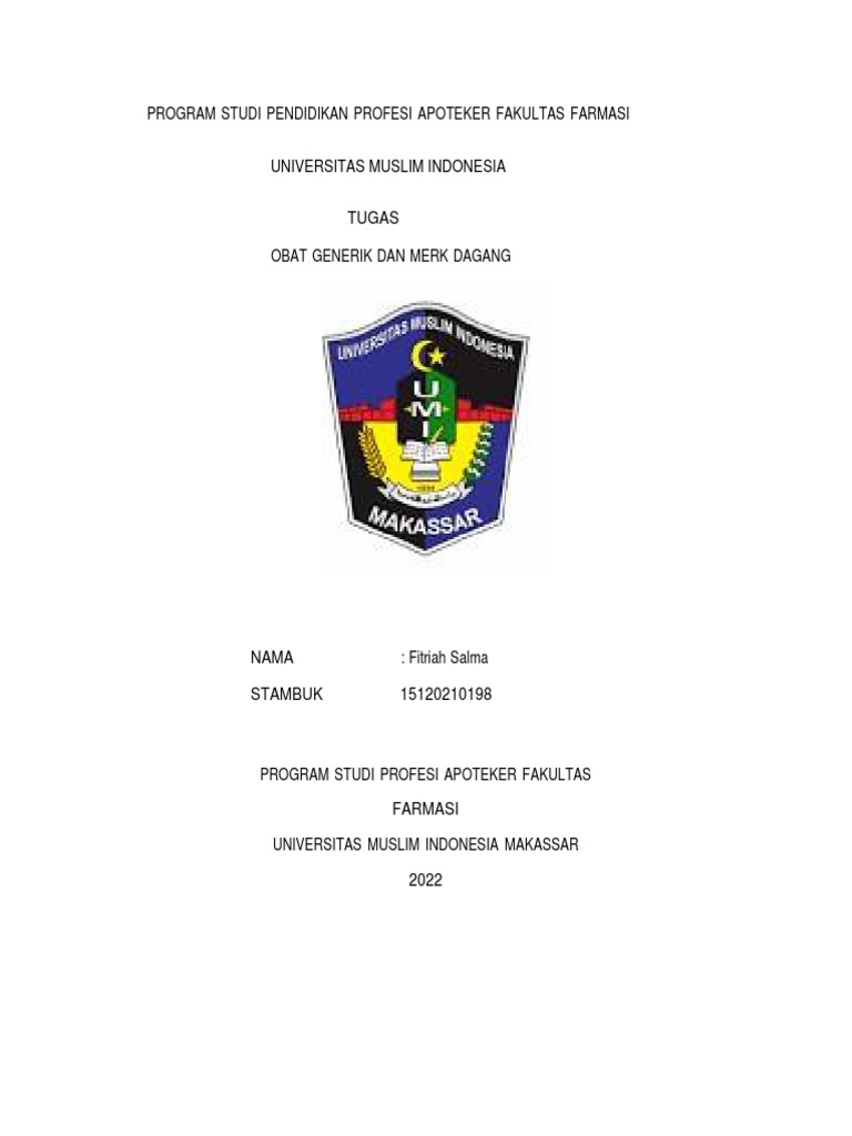 Contoh Obat Generik Merk Dagang Dan Generik Berlogo | PDF