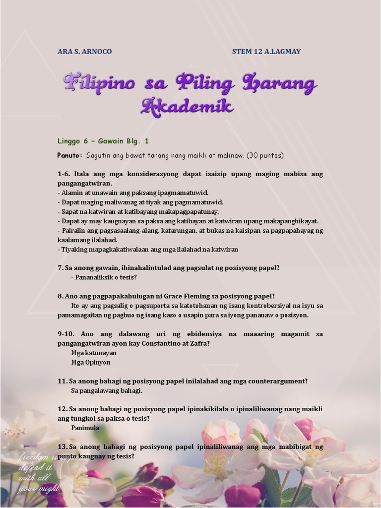 Linggo 6-7 Filipino | PDF