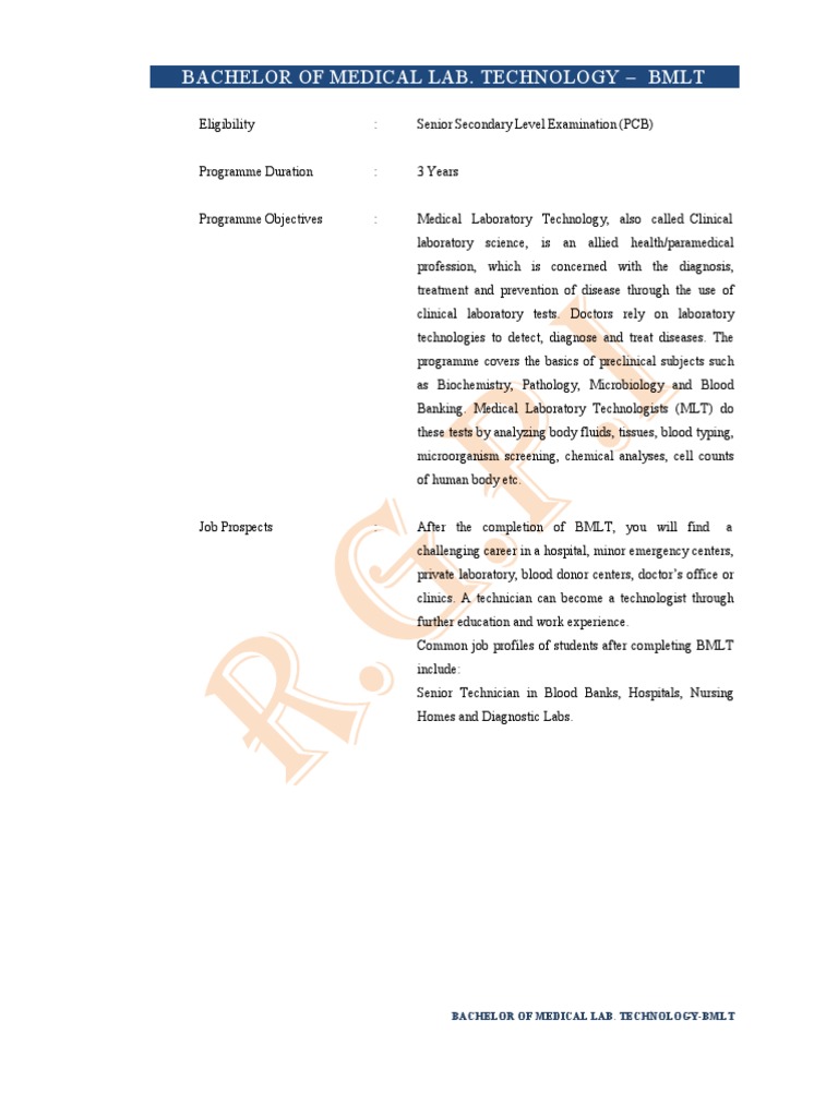 Bachelor of Medical Lab. Technology-Bmlt | PDF | Bacteria | Communication