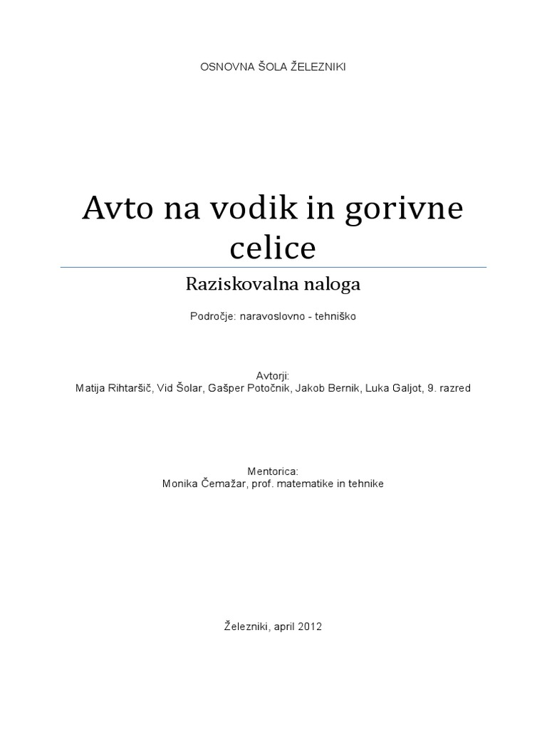 Avto Na Vodik | PDF