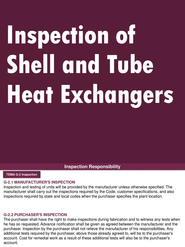 Heat Exchangers Inspection | PDF | Pipe (Fluid Conveyance ...
