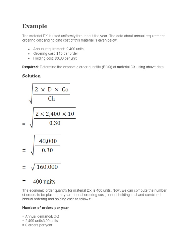 13 EOQ Examples | PDF | Business | Economies
