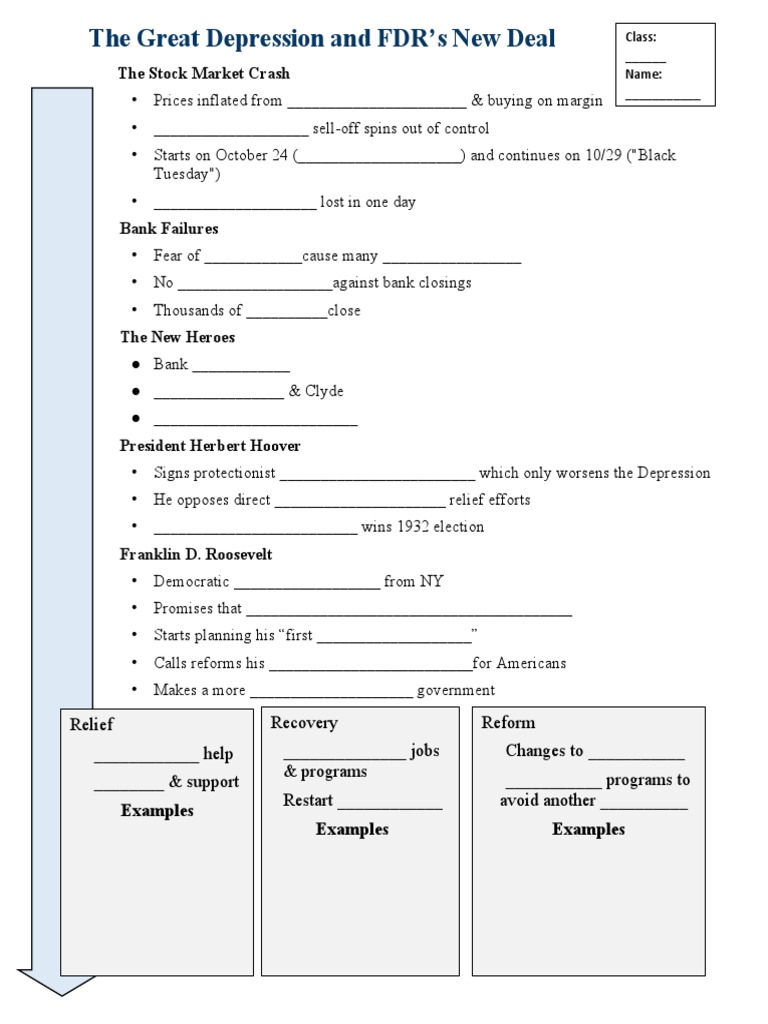 Depression and New Deal Guided Notes | Download Free PDF | Great ...
