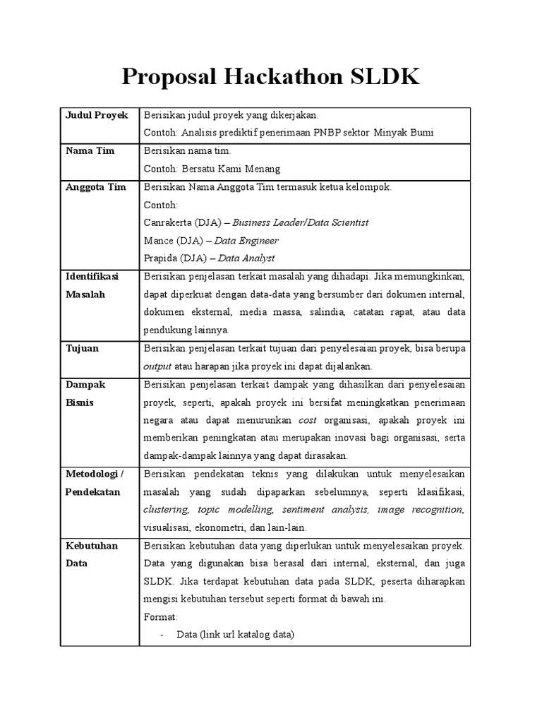 Proposal Hackathon SLDK | PDF