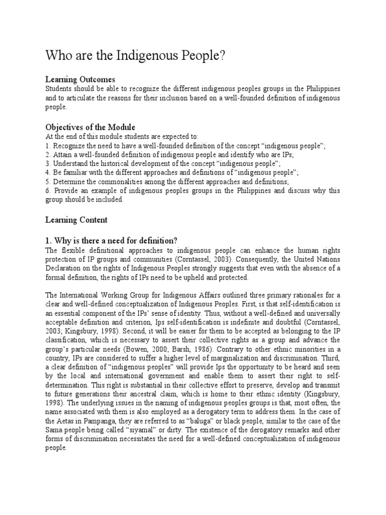 Who Are The Indigenous People | PDF | Indigenous Peoples | Identity ...