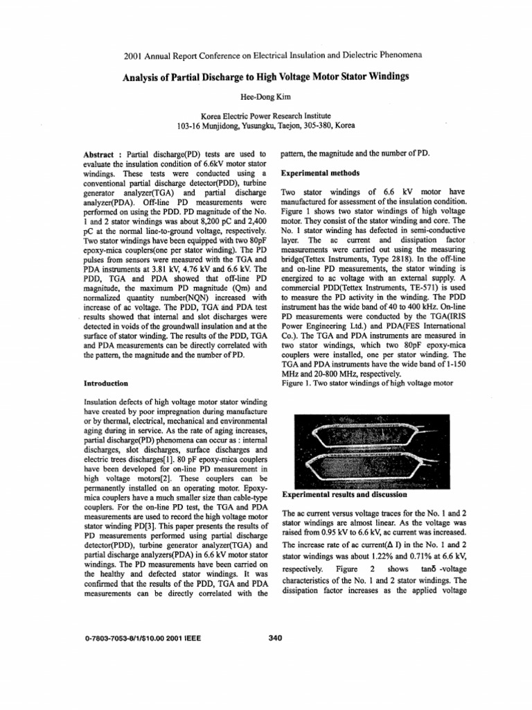 Analysis of Partial Discharge Testing on Defected and Healthy High ...