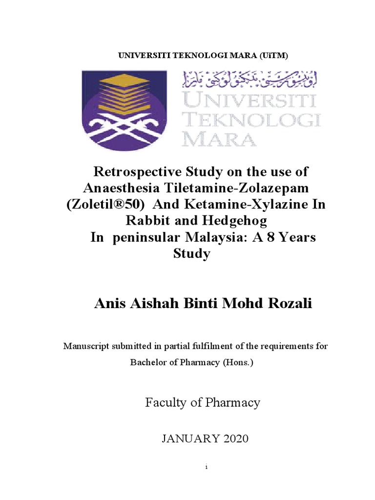 Manuscript Anis Aishah Mohd Rozali 2017421052 | PDF | Anesthesia | Pet