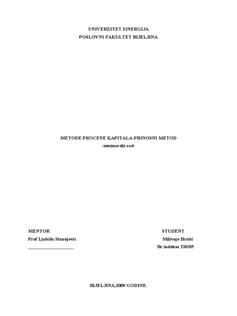 Seminarski Rad Milivoje Bratić | PDF
