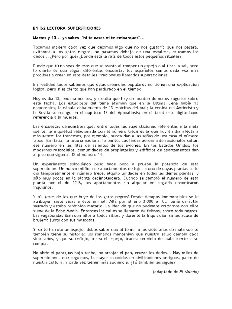 Lectora Supersticiones | PDF | Supersticiones