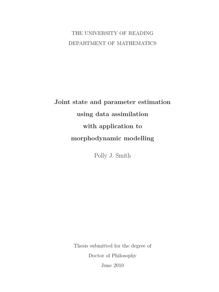 Joint State Parameter Estimation Pdf Kalman Filter Mathematical Model