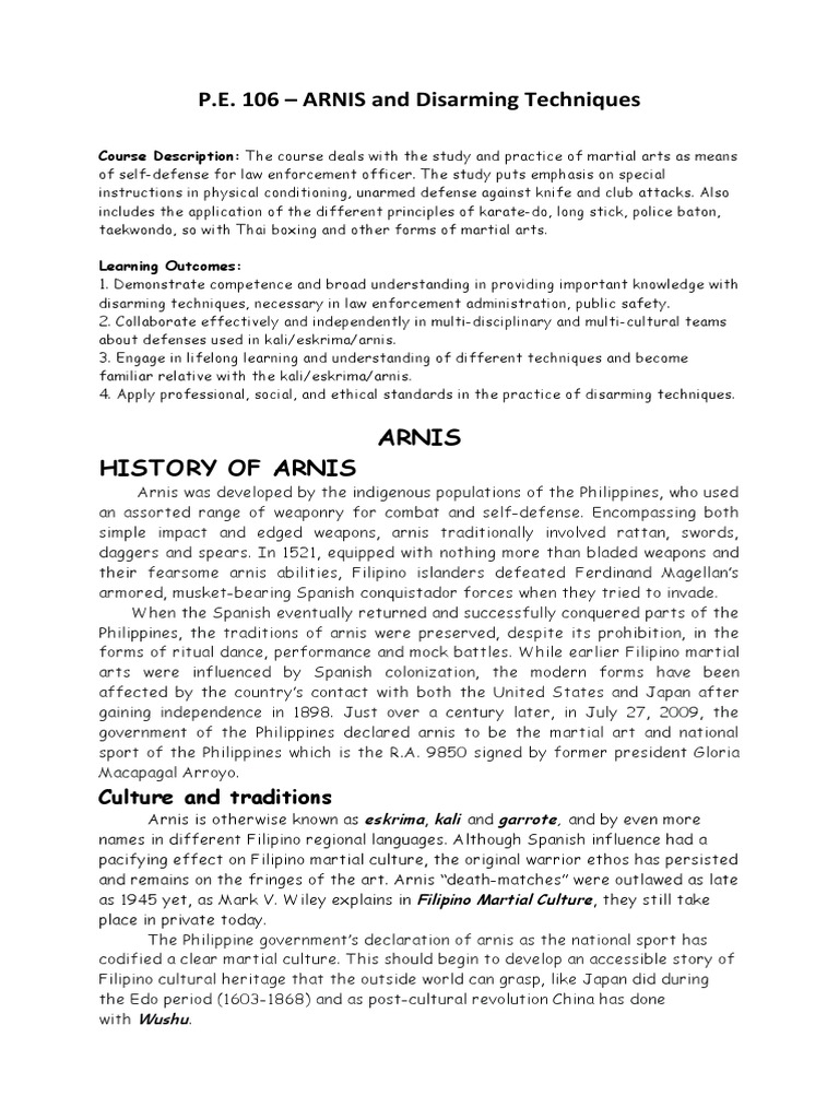 Arnis Modules | PDF | Combat Sports | Combat