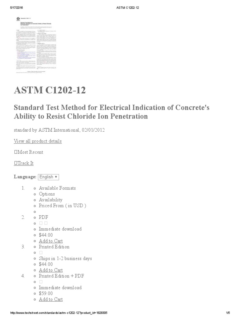 ASTM C1202 12: Standard Test Method For Electrical Indication of ...