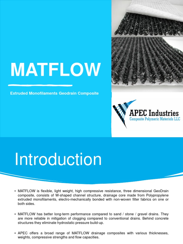 Matflow: Extruded Monofilaments Geodrain Composite | PDF | Drainage ...