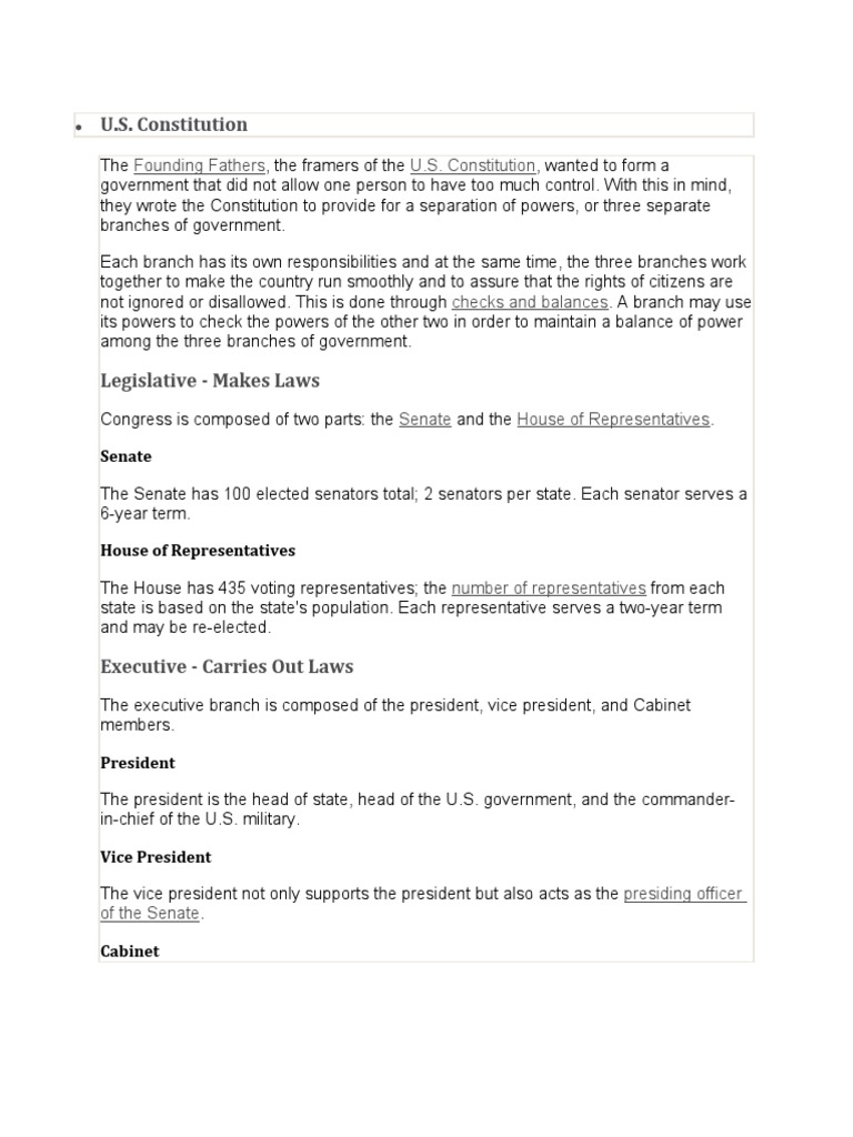 Branches of Us Government | Download Free PDF | Federal Government Of ...