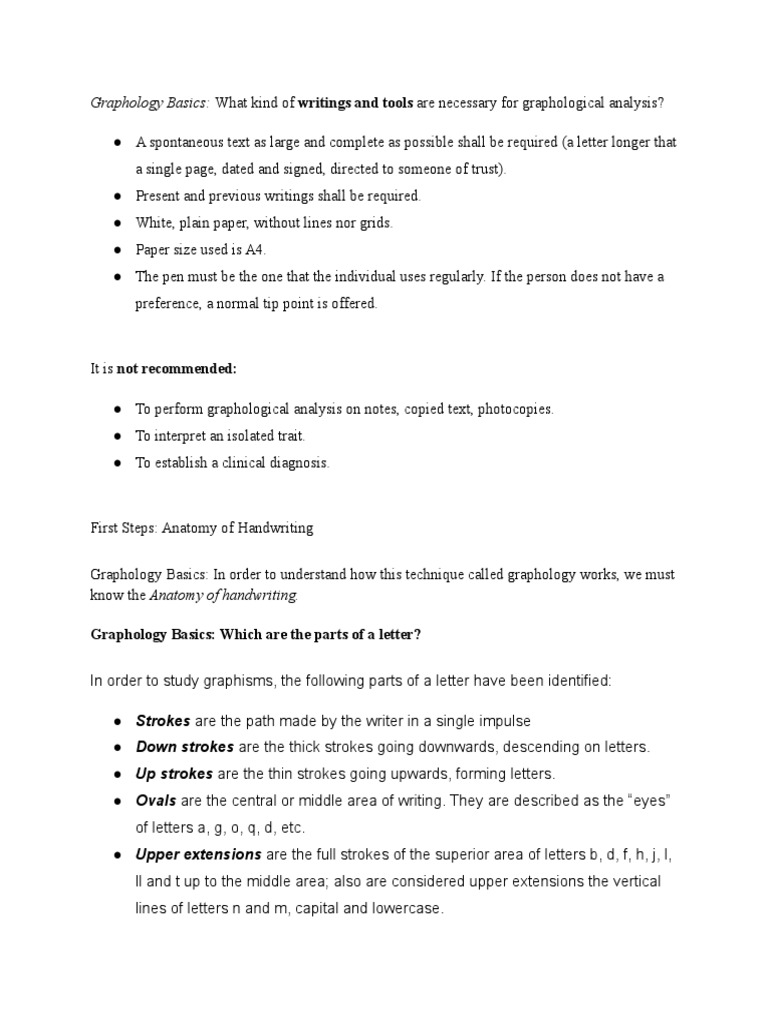 Graphology Basics: Tools and Anatomy for Analysis | PDF | Anatomical ...