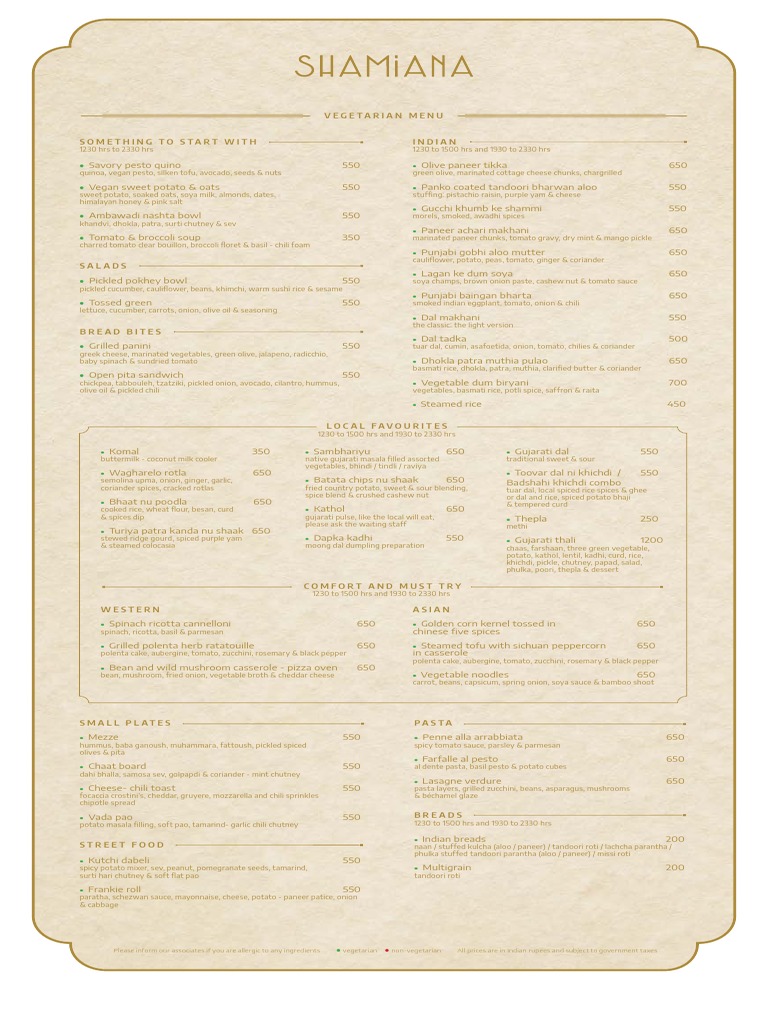 Shamiana Menu | Download Free PDF | Pesto | Sauce