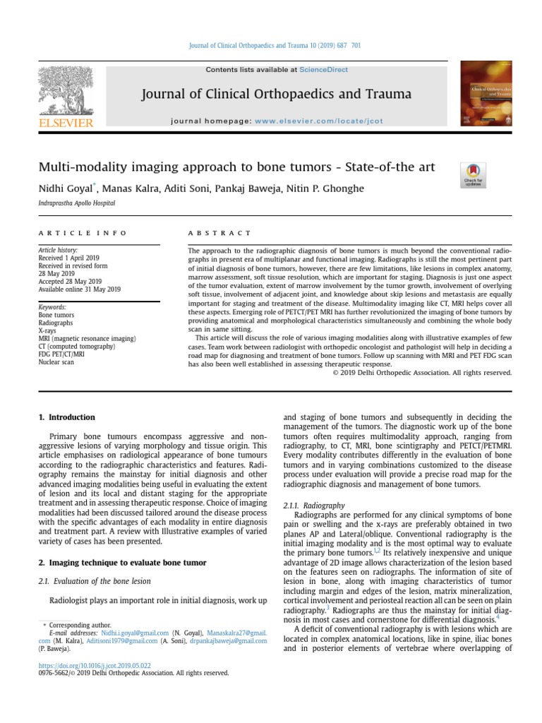 Journal of Clinical Orthopaedics and Trauma: Nidhi Goyal, Manas Kalra ...