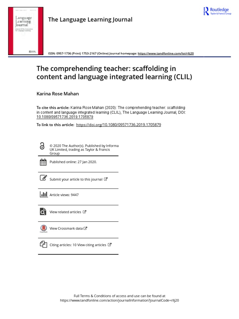The Comprehending Teacher Scaffolding in Content and Language Integrated Learning CLIL | PDF ...