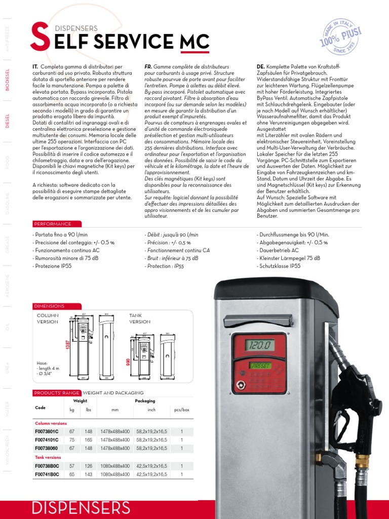 Piusi Selfservice MC Ifd | PDF