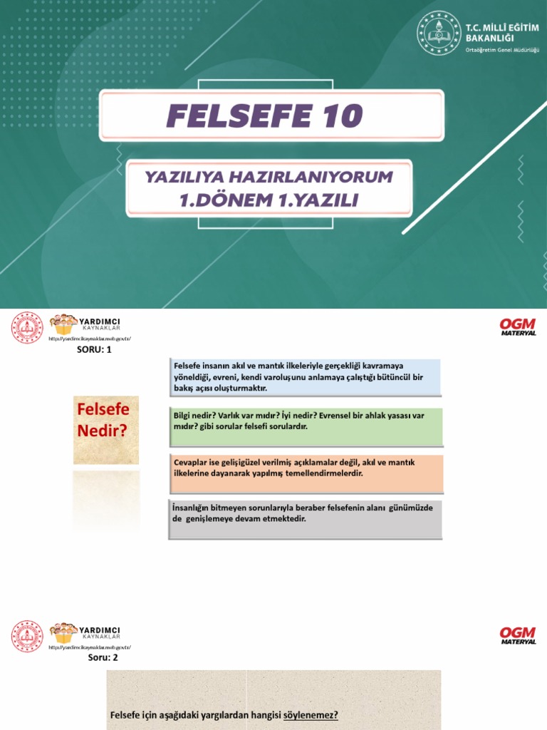 10.sınıf Felsefe Ders Notu | PDF
