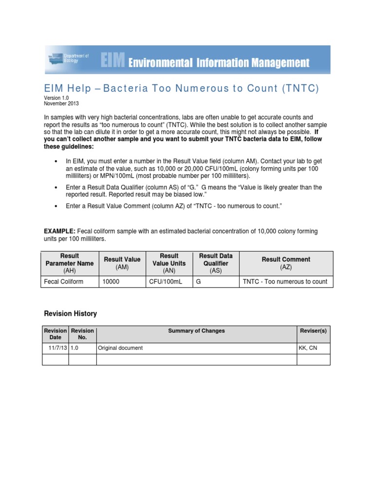 TNTC - Bacteria Too Numerous To Count | PDF