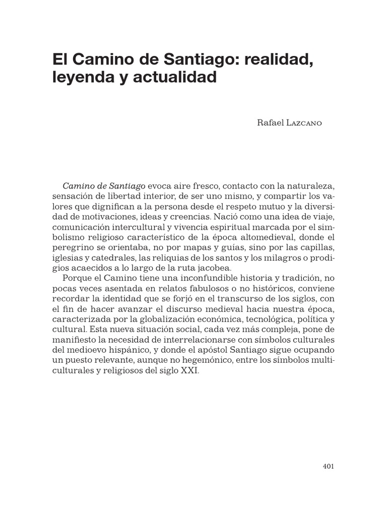 El Camino de Santiago Realidad Leyenda | PDF | Camino de santiago ...