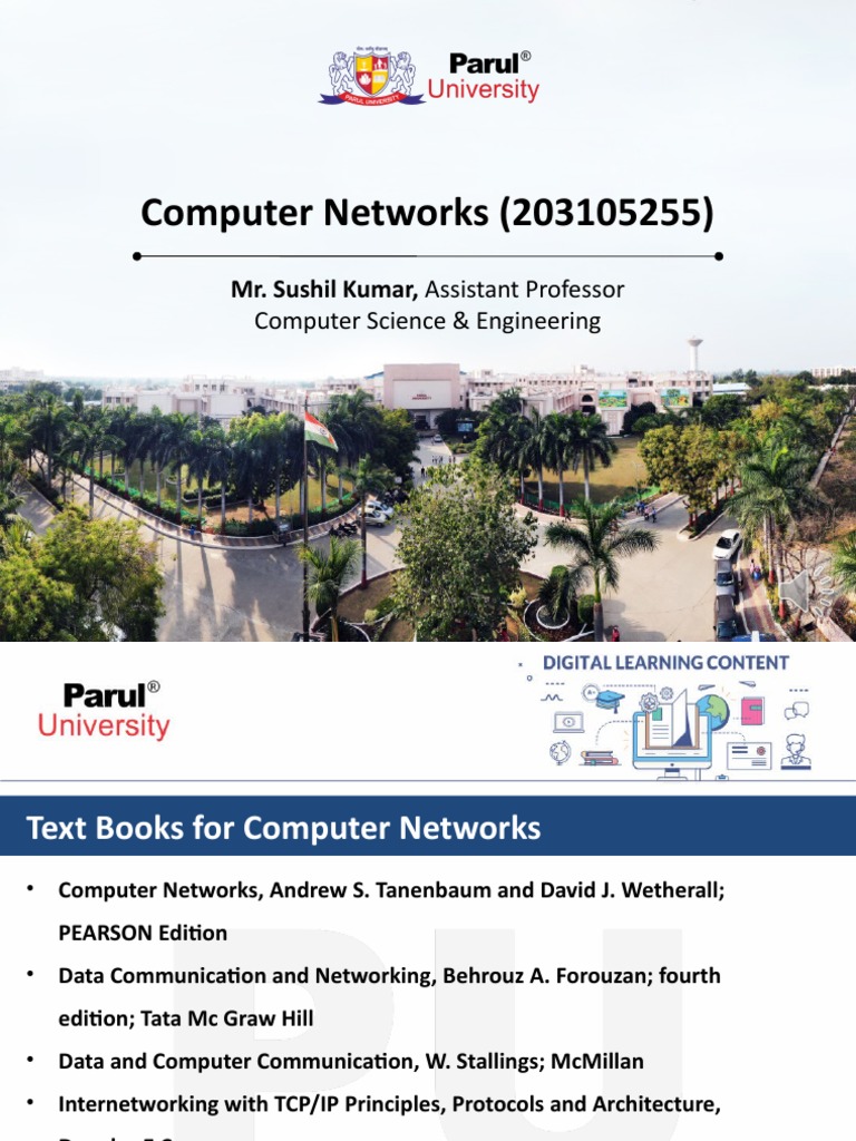 Computer Networks (203105255) : Mr. Sushil Kumar, Assistant Professor | PDF | Transmission ...